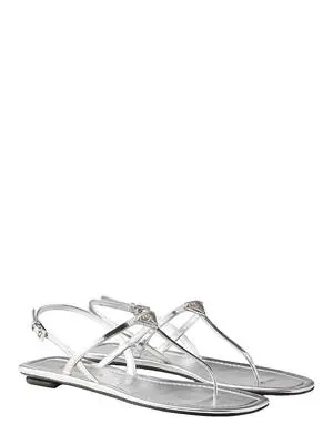 Prada Metallic Leather Thong Sandals - Gold/silver