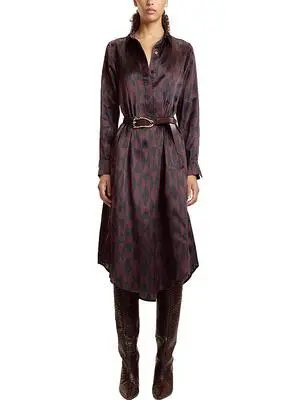 Cynthia Rowley Pintuck Silk Charmeuse Shirt Dress - Black/burgundy