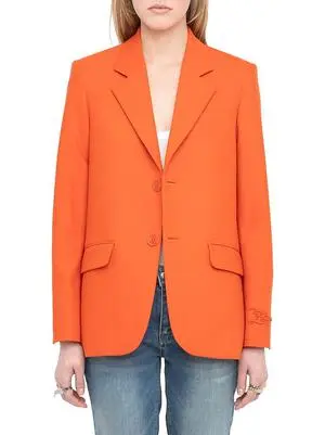 Zadig&Voltaire Vanille Notched Collar Blazer - Tangerine