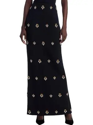 SERGIO HUDSON Embroidered Wool Skirt - Ebony