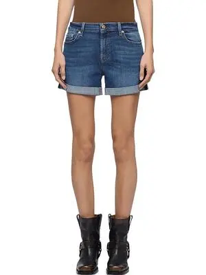 7 For All Mankind Mid Roll Denim Shorts - Vanity