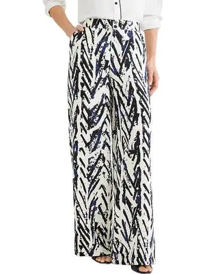 NIC+ZOE Crosshatch Wide-leg Pants - Indigo Multi