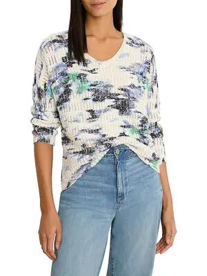NIC+ZOE Pointelle Knit Sweater - Blue Multi