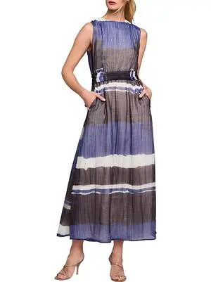 NIC+ZOE Gallery Stripe Maxi Dress - Blue Multi