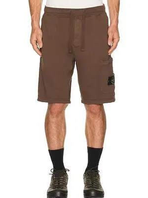 Stone Island Garment Dyed Terrycloth Lined Cargo Shorts - Umber