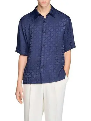Sandro Jacquard Cross Shirt - Navy Blue
