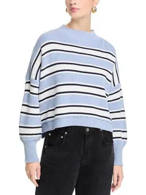 Aqua Striped Drop Shoulder Sweater - Perri Blue/white