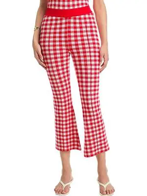 Aqua Gingham Knit Pants - Red/white