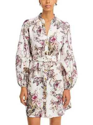 L'Agence Kiersten Floral Print Dress - White Butterfly Jungle