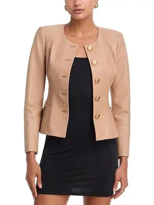 L'Agence Mariella Leather Blazer - Cappuccino