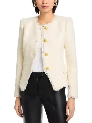 L'Agence Collarless Structured Blazer - Ivory