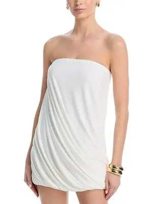 Norma Kamali Strapless Twist Mini Dress - Snow White