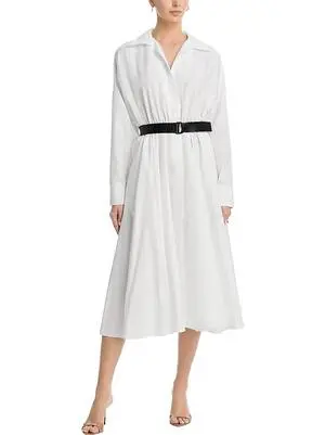 Norma Kamali Oversized Boyfriend Shirt Flared Dress - Snow White