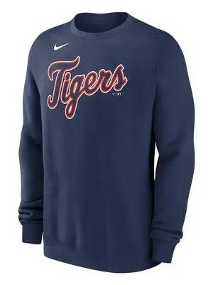 Nike Detroit Tigers Wordmark Mlb Pullover Crew - Blue