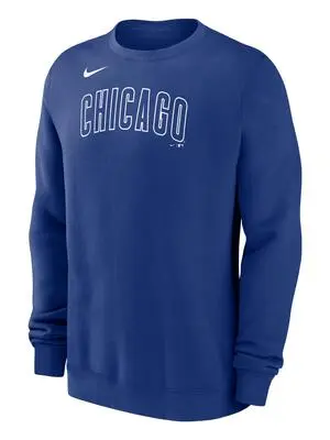 Nike Chicago Cubs Wordmark Mlb Pullover Crew - Blue