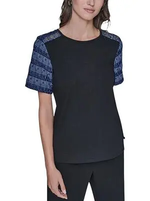 Karl Lagerfeld Raglan Short Sleeve Top - Black