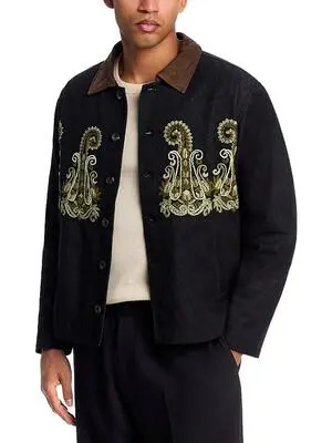 KARTIK RESEARCH Printed Collar Jacket - Black/brown/pistachio