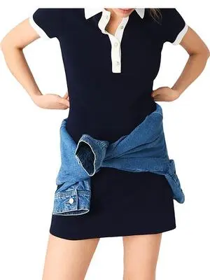Maje Contrast Trimmed Polo Shirt Dress Navy