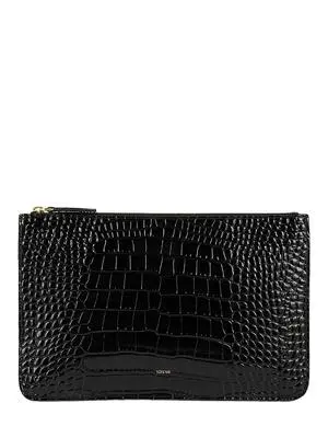TOTEME Croco Embossed Leather Clutch - Black