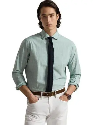 Polo Ralph Lauren Classic Fit Glen Plaid Poplin Shirt - Sage/white
