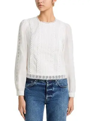Aqua Embroidered Top - White