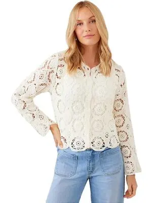 Karen Kane Crocheted Soft Jacket - Cream