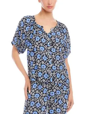Karen Kane Puff Sleeve Peasant Top - Print