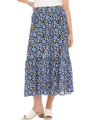 Karen Kane Front Slit Midi Skirt - Print