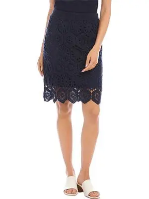 Karen Kane Crochet Skirt - Navy