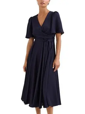 PHASE EIGHT Petites Abbie Textured Wrap Dress - Navy