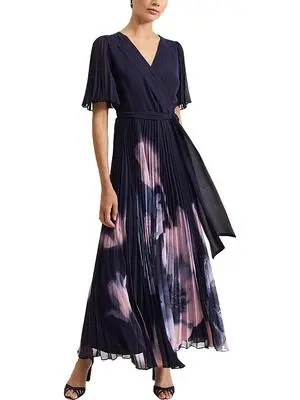 PHASE EIGHT Petites Abigail Textured Wrap Dress - Navy