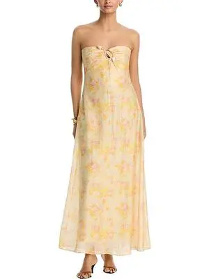 Bardot Amina Strapless Maxi Dress - Yellow Floral