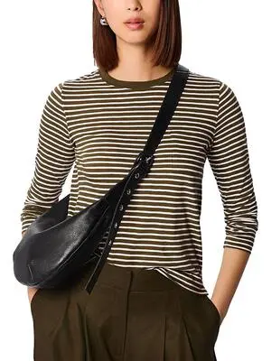 Whistles Striped Crewneck Top - Khaki/multi