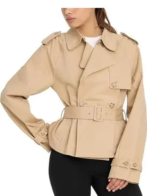 Good American Cropped Trench Jacket - Sandy Fawn