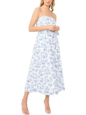 1.State Strapless Tie Waist Midi Dress - Blue Denim