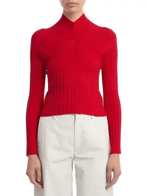 Issey Miyake Elephant Knit Ribbed Sweater - Red