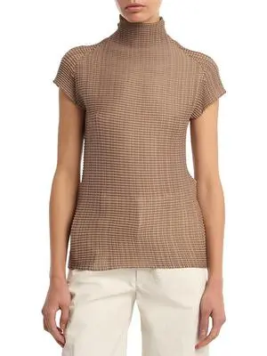 Issey Miyake Wooly Pleats Top - Greige