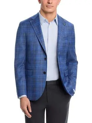 JACK VICTOR Midland Textured Plaid Sport Coat - Mid Blue/ Brown