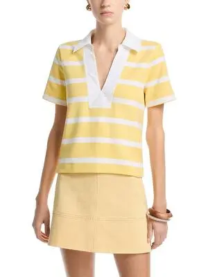 Tanya Taylor Melanie Top - Lemon Meringue/white Wide Stripe