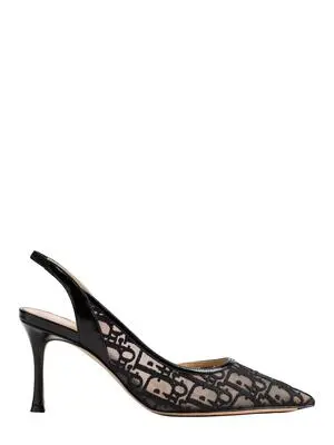 Dior Adiorable Slingback Pump - Black Dior Oblique Embroidered Mesh