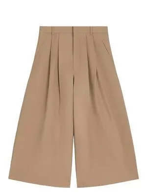 Celine Montauk Wool And Cotton Trousers - Beige