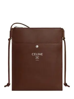 Celine Leather Crossbody Bag With Logo - Brown
