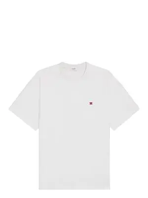 Celine Cotton Tshirt With Logo Embroidery - White