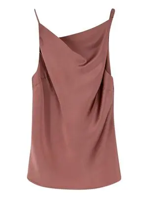 ALYSI Satin Asymmetrical Top - Brown