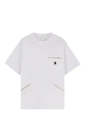 SACAI X CARHARTT WIP Cotton Tshirt With Frontal Logo Patch - White