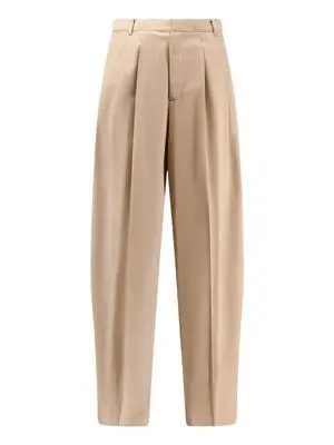 Celine Cotton Wide Leg Trousers - Beige