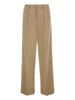 Celine Wool And Cotton Trousers - Beige