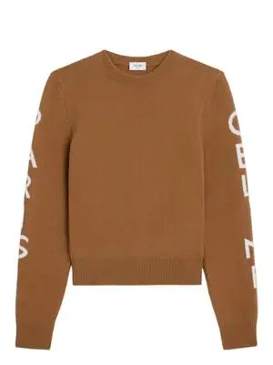 Celine Wool Sweater With Logo Inlay - Brown