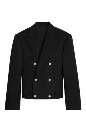 Celine Virgin Wool Double-breasted Blazer - Black