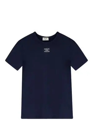 Celine Cotton Blend T-shirt With Triomphe Logo - Blue